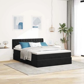 Osmanský rám postele s matrací černá 140x190cm samet 3311845