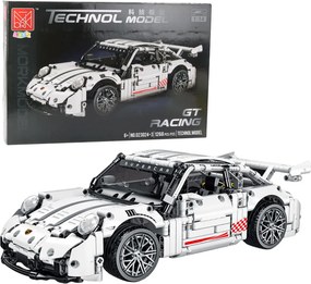 LEAN Toys Stavebnicové kostky – Auto GT Racing, bílé, měřítko 1:14, 1268 dílů