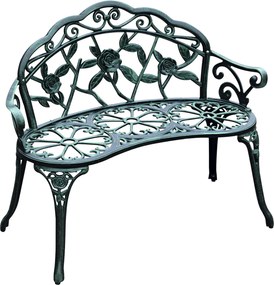 Outsunny Lavice do zahrady pro 2 osoby, pevná parková lavice s opěrkou, nosnost 240 kg, zahradní nábytek 100 x 54 x 78 cm antická zelená | Aosom