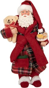 Vánoční dekorace Santa v županu s medvídkem - 16*11*28 cm