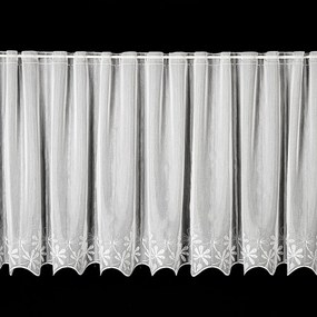 Českomoravská textilní voálová vitrážová záclona V223 vyšívané květy, bílá, výška 60cm (v metráži)