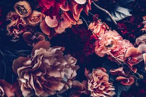 Vícedílný obraz Barevné Květiny V Retro 3D Stylu Nedostatek Nedostatek Přírodní plátno 150x100