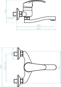 Kuchinox KAKADU, umyvadlová baterie nástěnná, bílá/chromová, LAV-BKK_650D