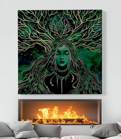 Obraz na plátně - Strom života Emeraldová žena FeelHappy.cz Velikost obrazu: 120 x 120 cm