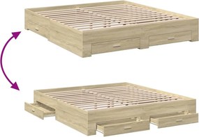 Rám postele se zásuvkami dub sonoma 200x200 cm kompozitní dřevo 3280358