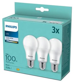 Philips | SADA 3x LED Žárovka Philips A60 E27/13W/230V 4000K | P4402