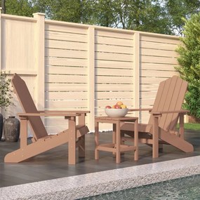 Zahradní křesla Adirondack se stolkem HDPE hnědá 3095706