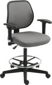 Vinsetto Vysoká Židle do Kanceláře se Nastavitelným Sedákem a Područky, dim. 60Š x 57H x 97-119V cm na Kolečkách, Šedá | Aosom