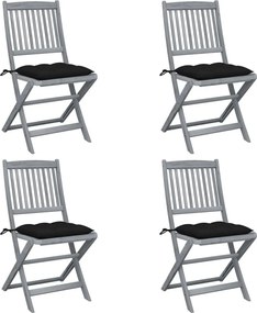 vidaXL Skládací zahradní židle s poduškami 4 ks masivní akáciové dřevo [3064579] Barva: taupe