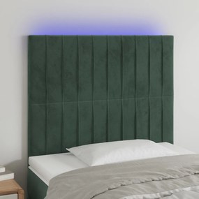 Čelo postele s LED tmavě zelená 100x5x118/128 cm samet 3122707