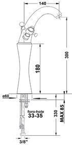 Sapho Antea 3276L umyvadlová baterie vysoká stojánková kohoutková bronz
