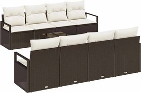 Set pohovek 7 ks 6-Počet míst Hnědá a krémová polyratan 3346308