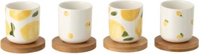 Sada 4 keramických kalíšků s podtácky Casa Limone - Ø 6*6,5 cm / 100 ml