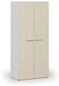 Kancelářská skříň s dveřmi PRIMO WHITE, 1781 x 800 x 420 mm, bílá/buk