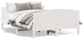 Rám postele s čelem bílý 150x200 cm masivní borovice - Default Title