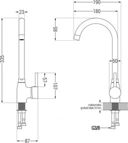 Mexen Bruno, 1-komorový granitový dřez s odkapávačem 795x495x200 mm a zlatá kuchyňská baterie Telma, béžová, 6513-69-670200-50