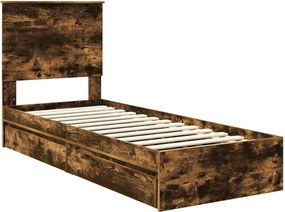 Postel s úložným prostorem se zásuvkou Kouřový dub 75 x 190 cm 3411261