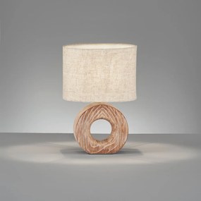 Hnědo-béžová keramická stolní lampa s textilním stínidlem (výška 31 cm) Hanke – Fischer &amp; Honsel
