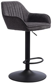 Tmavě šedá čalouněná barová židle s nastavitelnou výškou/s područkami (výška sedáku 65 cm) Nolan – Unique Furniture