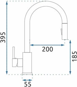 Dřezová baterie REA FRESH s výsuvnou sprškou, titan kartáčovaný
