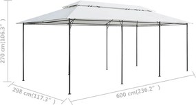Zahradní altán se závěsy 600 x 298 x 270 cm bílý 180 g/m² 310073