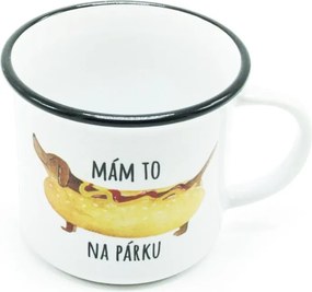Keramický hrnek Mám to na párku, 250 ml – s vtipným motivem jezevčíka, autorský design, ve stylu plecháčku