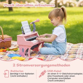Costway Mini klávesnice s 25 klávesami a stojanem na noty a mikrofonem Dětské