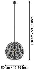 Eglo 39619 - Lustr na lanku SKOURA 1xE27/60W/230V 50 cm černá