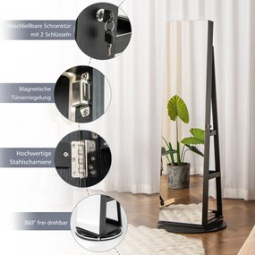 Costway Otočná skříňka na šperky o 360° s tříbarevnými LED světly Volně – černý