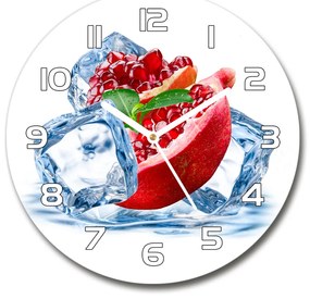 Wallmuralia Skleněné hodiny kulaté Granátové jablko s ledem fi 30 cm