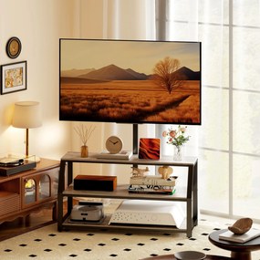 HOMCOM TV nábytek s držákem na televizi až do 183 cm, TV skříňka se 2 otevřenými policemi, 110x43x150 cm, šedá