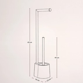 Stojan na toaletní papír a WC štětku STILK, černý, 63 cm