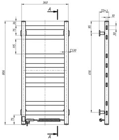 Koupelnový žebříkový radiátor s term. AVANGARD 251W/230V 80,6 cm IP44 bílá pravá