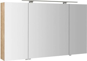 Sapho Mirró - Zrcadlová skříňka s LED osvětlením 120x70x16 cm, 3x dvířka, dub alabama MC121-0022