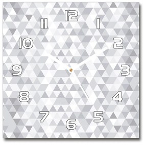 Wallmuralia Skleněné hodiny na stěnu Šedé trojúhelníky 30x30 cm