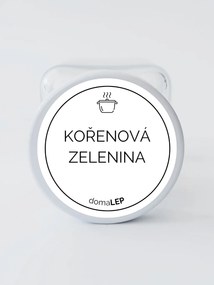 Samolepka na kořenky KOŘENOVÁ ZELENINA bílá 5 cm základní písmo
