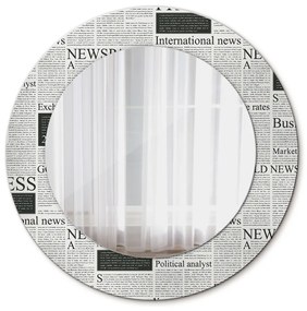 Kulaté dekorativní zrcadlo Vzor z novin fi 50 cm