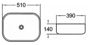 Mexen LORITA UMYVADLO, 51x39 CM, ČERNÁ / ZLATÁ , 22135163