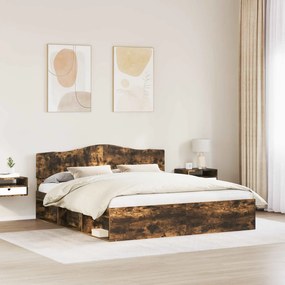 Rám postele Kouřový dub 180 x 200 cm Masivní borové dřevo 3412866
