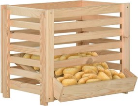Bedna na brambory 60 x 40 x 50 cm masivní borové dřevo 327328