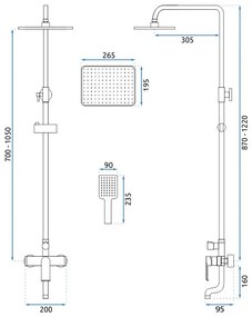 Rea Hass, sprchová sestava s vanovou baterií, kartáčovaná zlatá, REA-B9972
