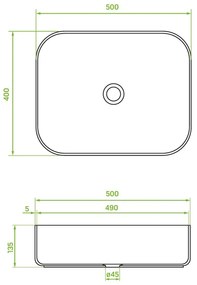 Laveo Mogami, keramické umyvadlo na desku 500x400x135mm, černá matná, LAV-VUM_B250