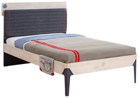 Studentská postel 120x200cm s poličkou Lincoln - dub/tmavě modrá