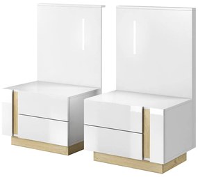 Arco | dvoulůžko 160x200 cm + 2x noční stolek + osvětlení | bílá