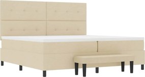Postel s boxspringem s čelo Krémová 200 x 200 cm textil 3344098