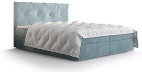 Manželská postel Boxspring 140 cm Athena Comfort (šedomodrá) (s matrací a úložným prostorem). 1055749
