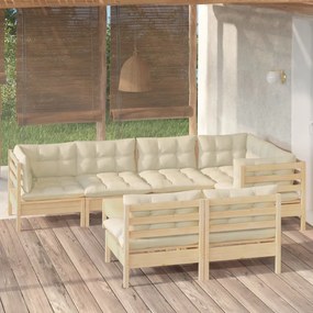 vidaXL 8dílná zahradní sedací souprava podušky masivní borovice [3096448] Barva: Krémová a antracitová