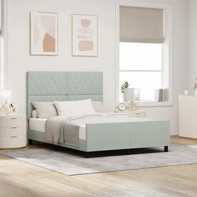 Postel s boxspringem s čelo Světle šedá 140 x 190 cm samet 3344873