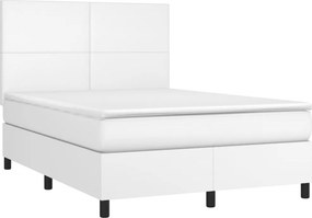 Box spring postel s matrací bílá 140x200 cm umělá kůže 3142726