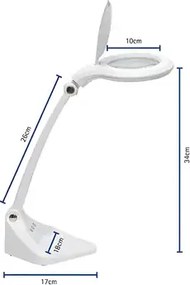 Maul Iris 8261202 bílá / LED lampa s lupou / stmívatelná